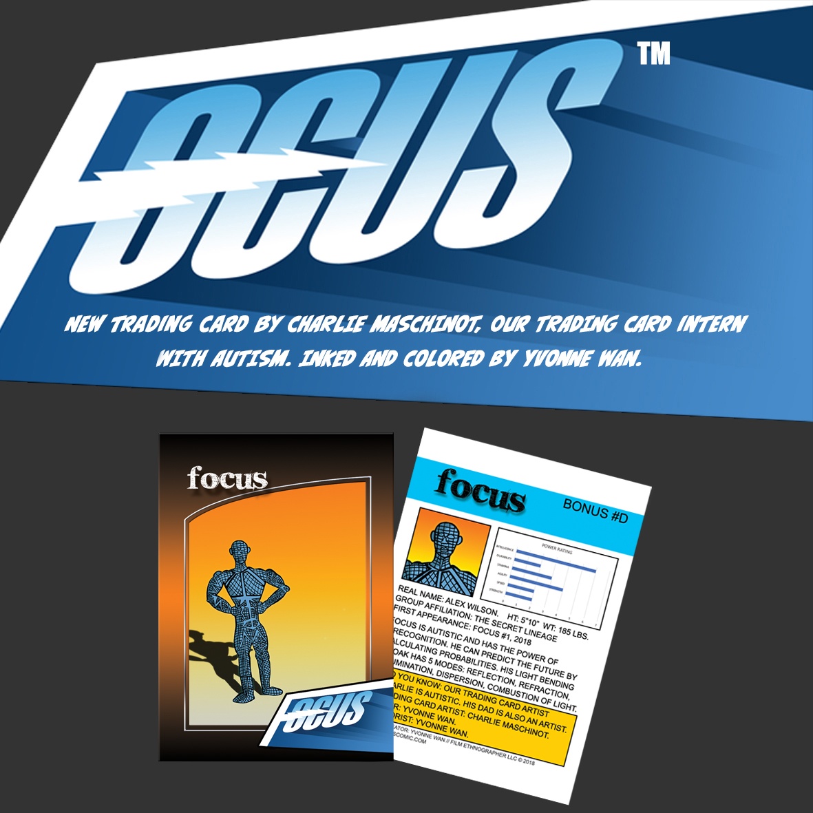 New Focus Comic Trading Card featuring art by Charlie Maschinot, our 11 ...