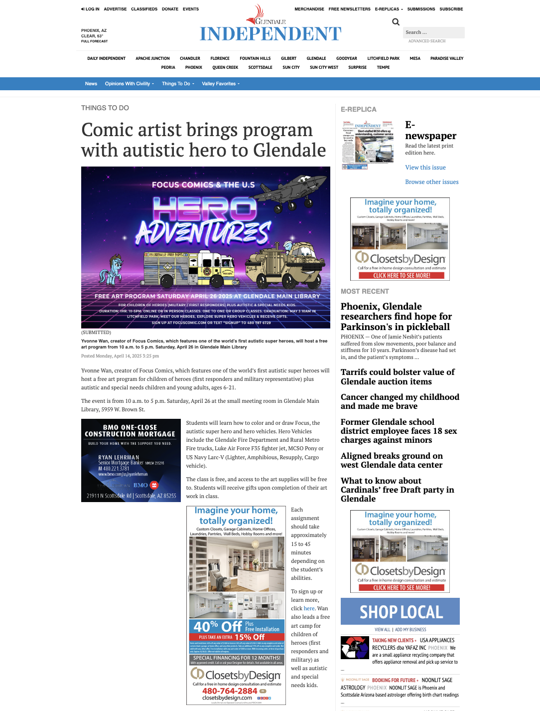 Focus Comics featured in Glendale Independent News Paper – Focus Comic